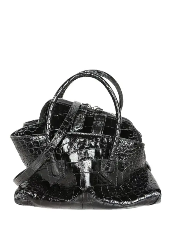 Attico Mini La Passeggiata Croc-effect Handbag - Black