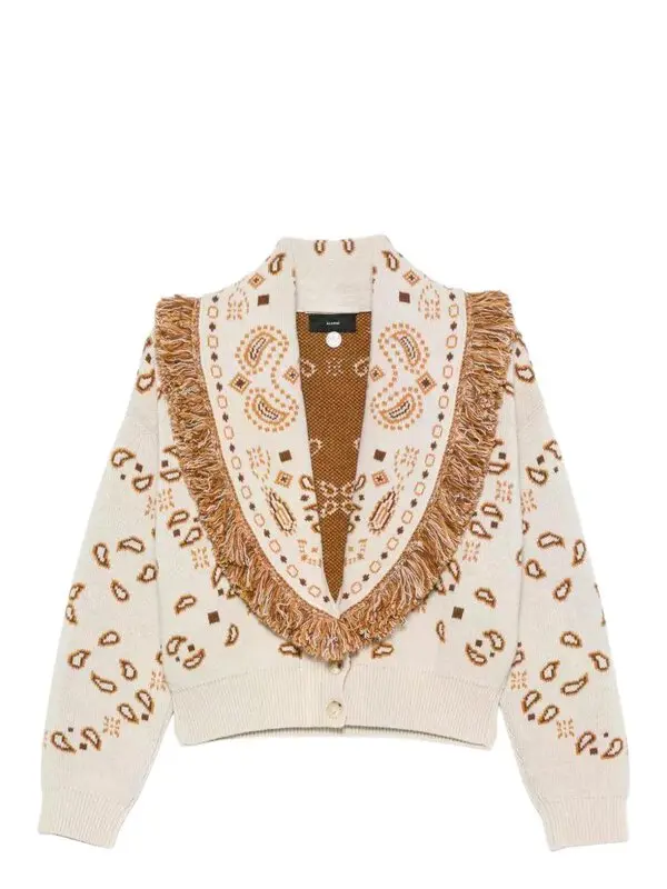 Alanui Paisley Pattern Fringed Jacket - Neutrals