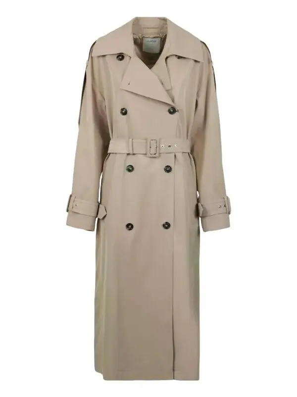 Sportmax Double-breasted Belted Trench Coat - Neutrals