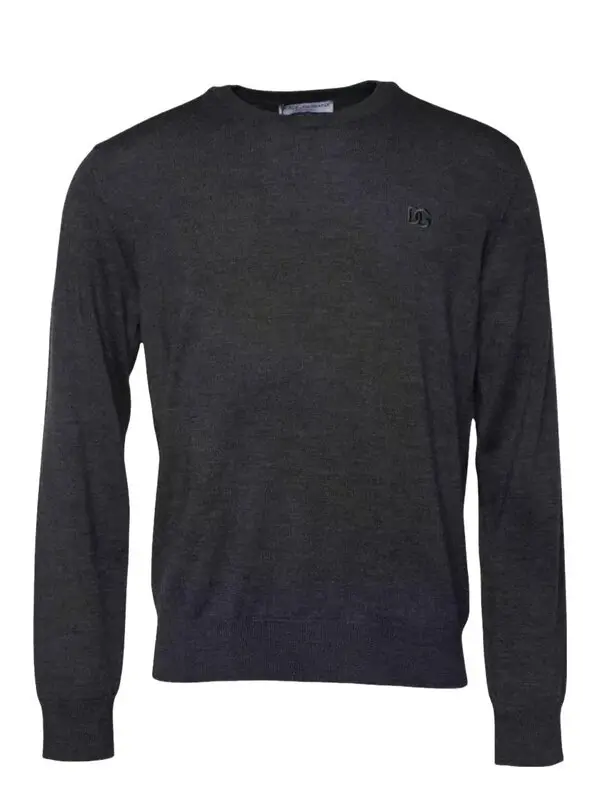 Dolce & Gabbana Logo Embroidered Wool Sweater - Grey