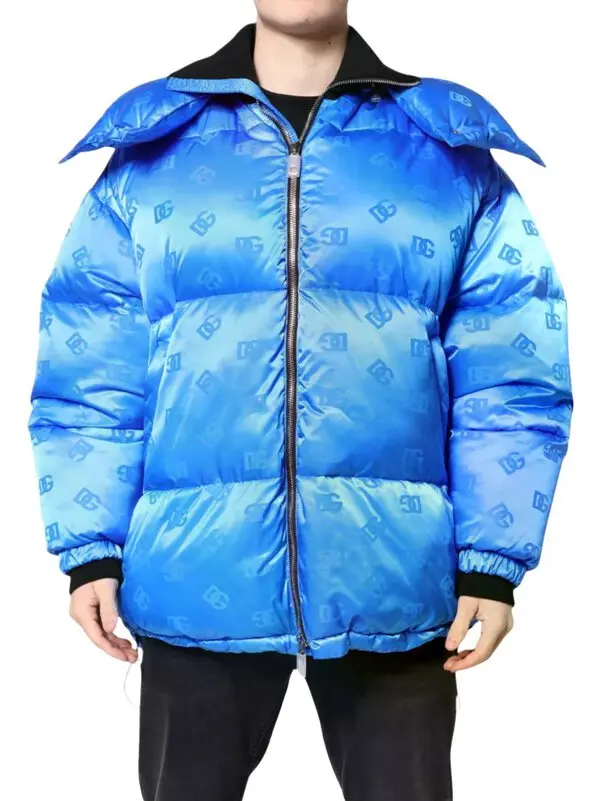 Dolce & Gabbana Quilted Logo Print Jacket - Blue