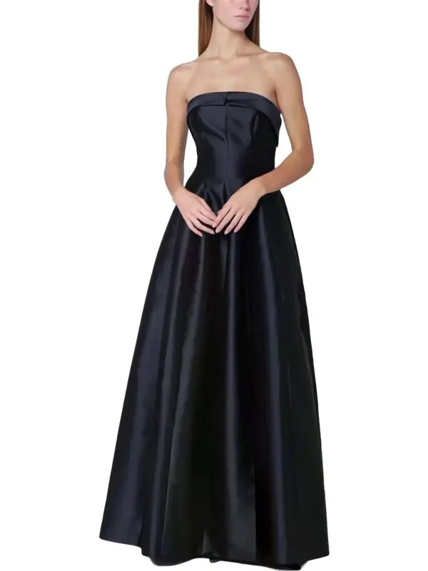 Alberta Ferretti Strapless Pleated Maxi Dress - Blue