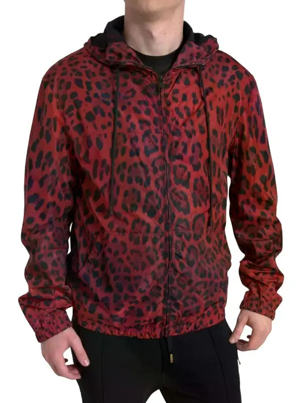 Dolce & Gabbana Leopard Print Hooded Jacket - Red