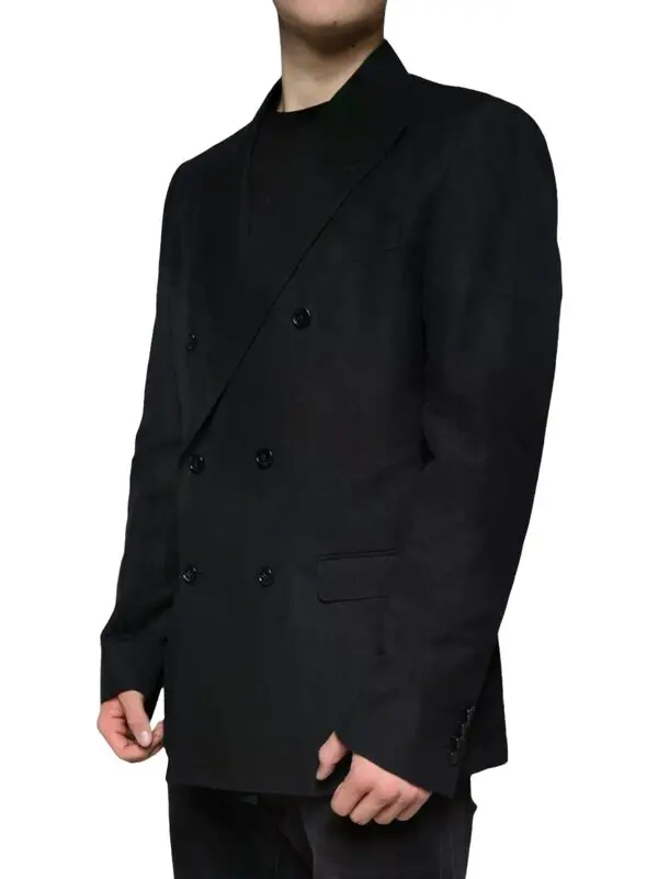 Dolce & Gabbana Double-breasted Linen Blazer - Black