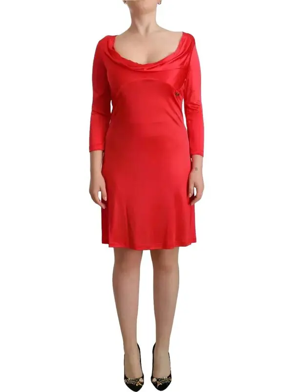 John Galliano Cowl Neck Three-quarter Sleeve Dress - Red