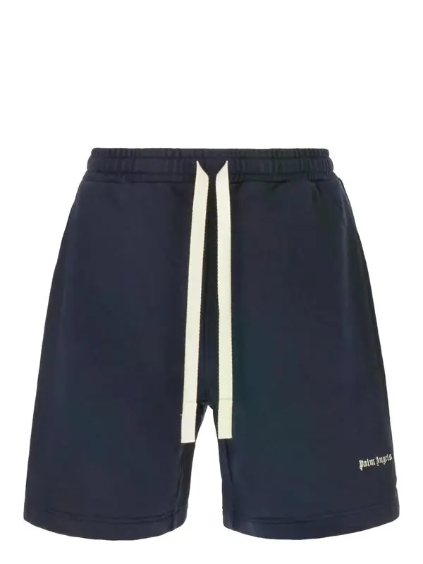 Palm Angels Logo Embroidered Bermuda Shorts - Blue