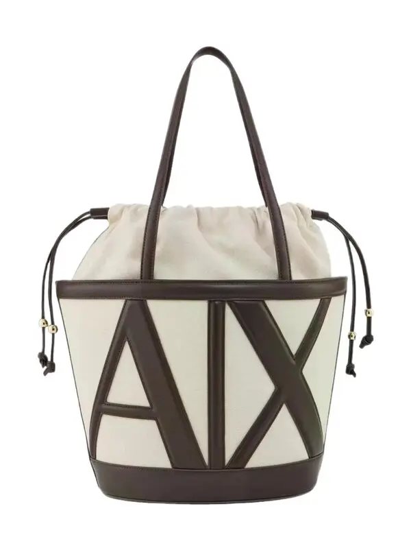 Emporio Armani Embossed Logo Drawstring Bucket Bag - Neutrals
