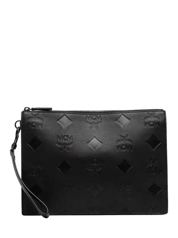 Mcm Monogram Clutch Bag - Black