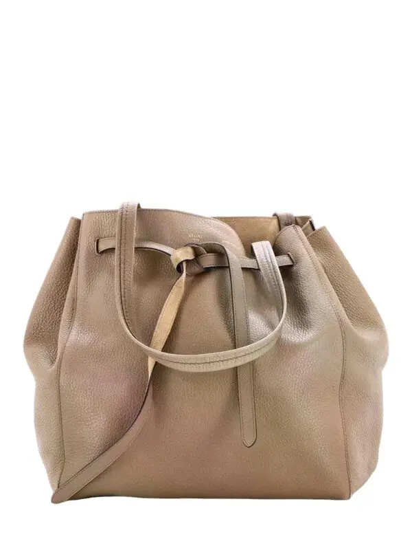 Celine Phantom Tie Cabas Leather Medium Tote Bag - Neutrals