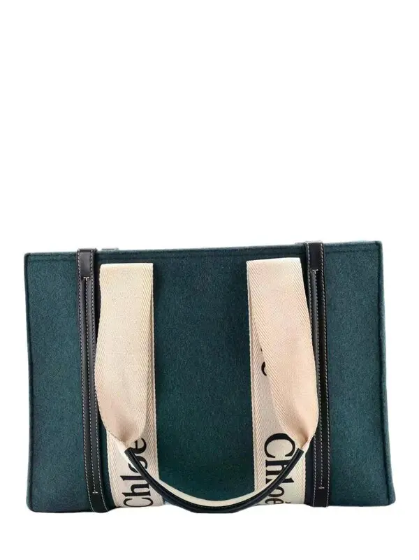 Chloé Woody Recycled Felt And Leather Medium Tote Bag - Blue