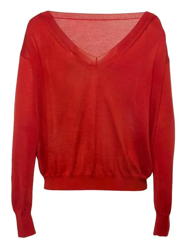 Valentino Garavani Vlogo Fine Knit Boat Neck Sweater - Red