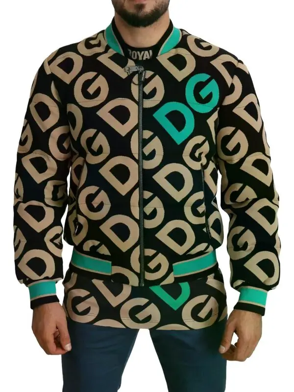Dolce & Gabbana Logo-print Knit Bomber Jacket - Black