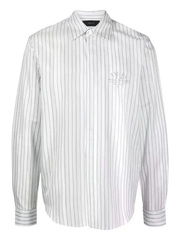 Amiri Logo-embroidered Striped Shirt - White