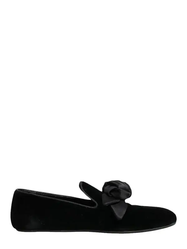 Dolce & Gabbana Rose Detail Velvet Loafers - Black