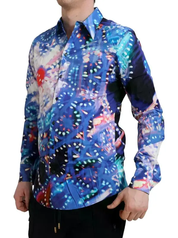 Dolce & Gabbana Luminarie Martini Printed Shirt - Blue