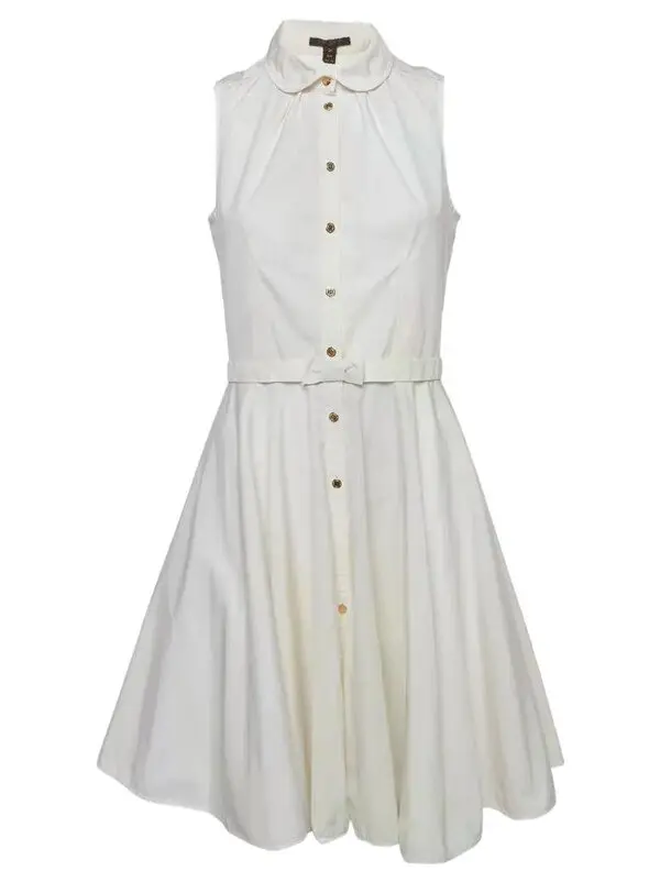 LOUIS VUITTON Sleeveless Bow-belt Mini Dress - White