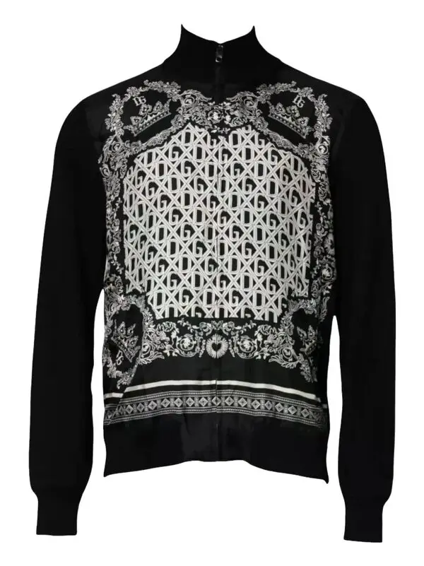 Dolce & Gabbana Bandana Print Zip-up Sweater - Black