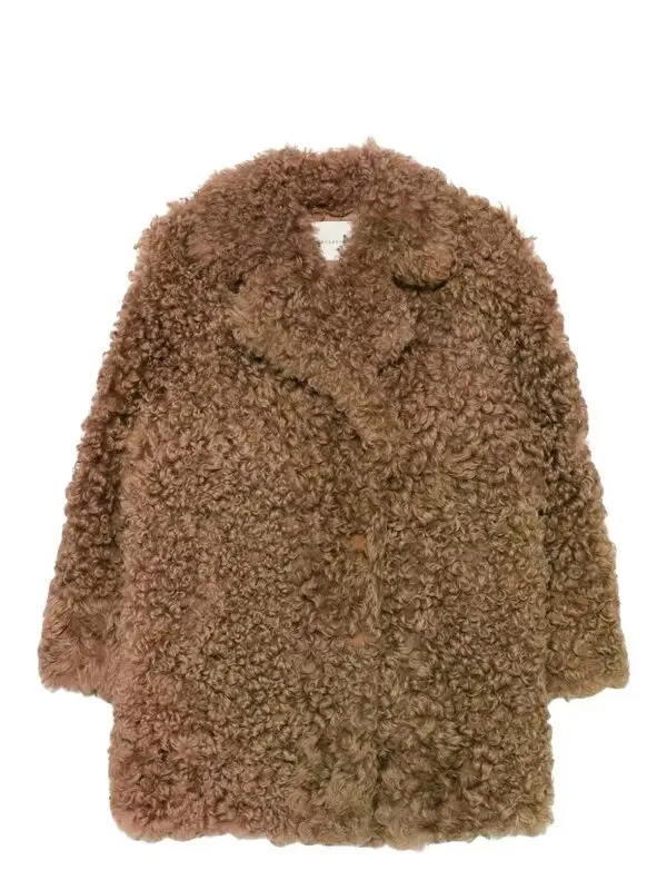 MANZONI 24 Curly Shearling Coat - Brown