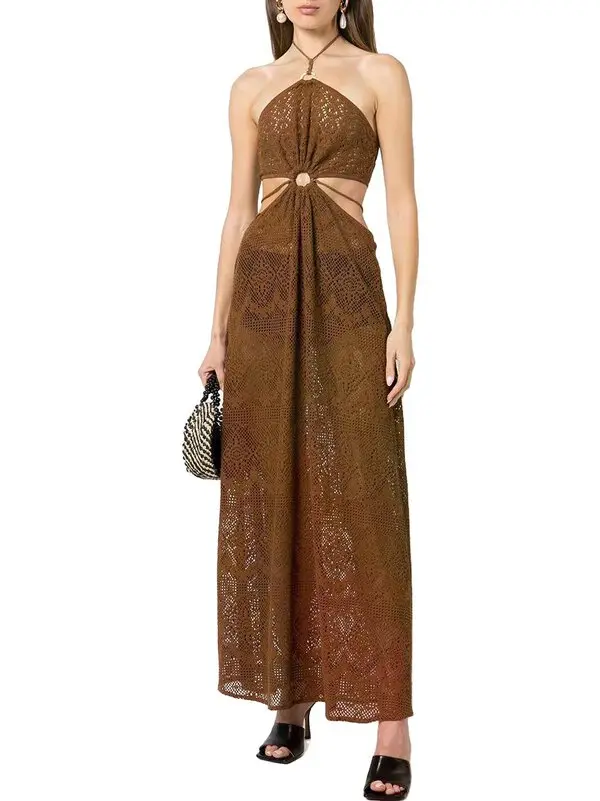 Simkhai Open-knit Halterneck Maxi Dress - Brown