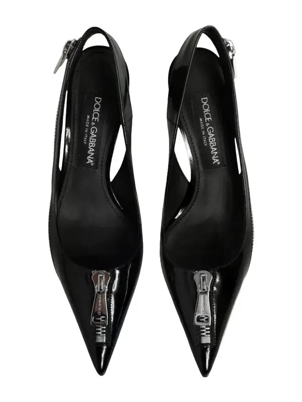 Dolce & Gabbana Patent Leather Zipper Detail Pumps - Black