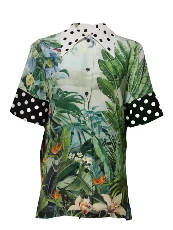 Dolce & Gabbana Floral Print Silk Shirt - Green