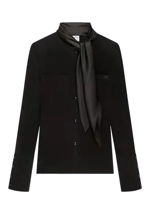 COURREGES Satin-scarf Jersey Shirt - Black