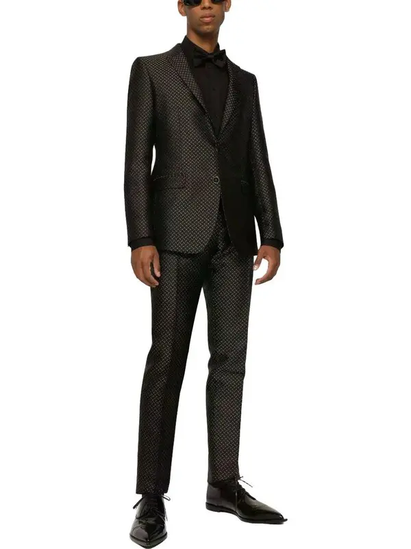 Dolce & Gabbana Martini-fit Jacquard Single-breasted Suit - Black