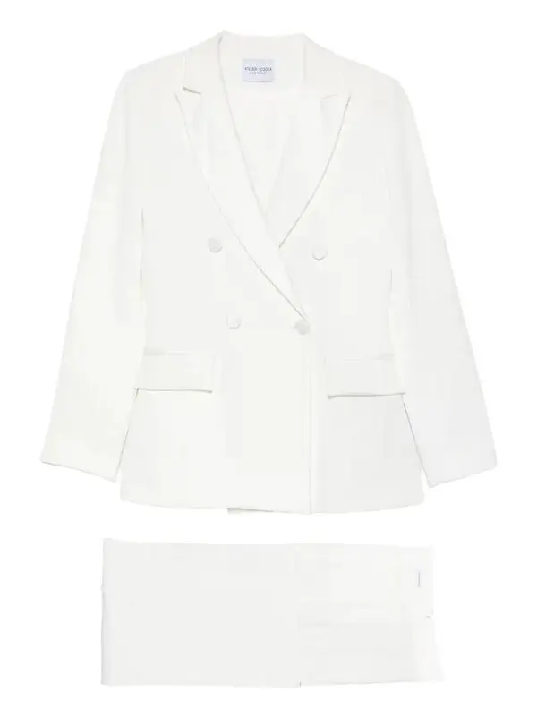 ALESSANDRO LEGORA Double-breasted Peak-lapel Suit - White