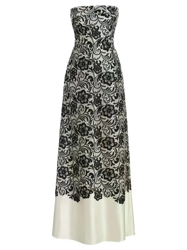 Dolce & Gabbana Floral-lace Corset Maxi Dress - Neutrals