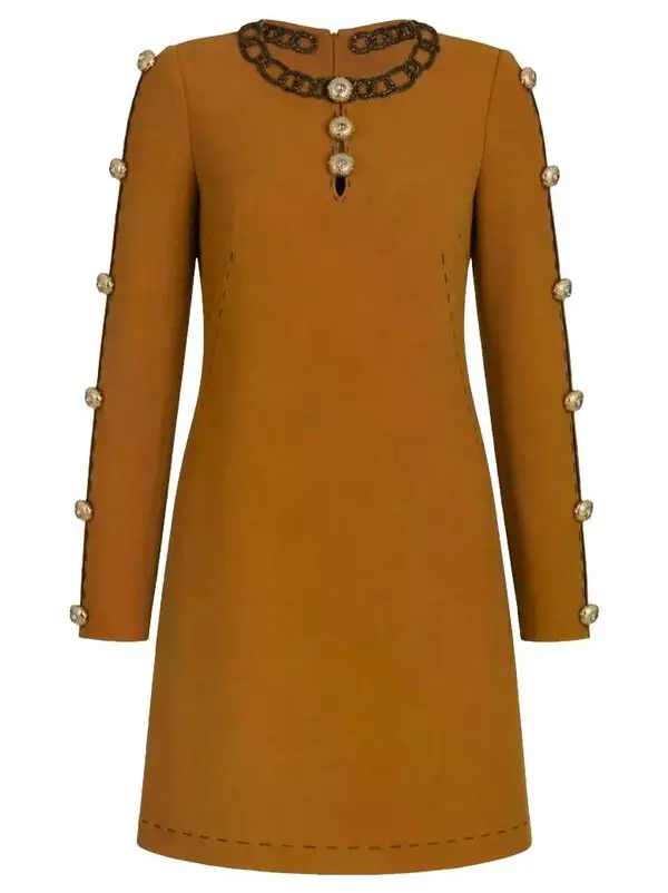 Dolce & Gabbana Embellished Mini Dress - Brown