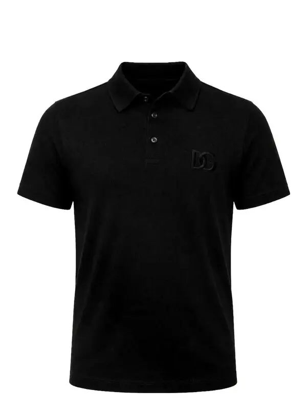 Dolce & Gabbana Dg Logo Piqué Polo Shirt - Black