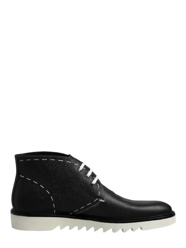 Dolce & Gabbana Stitch Detail Lug Sole Ankle Boots - Black