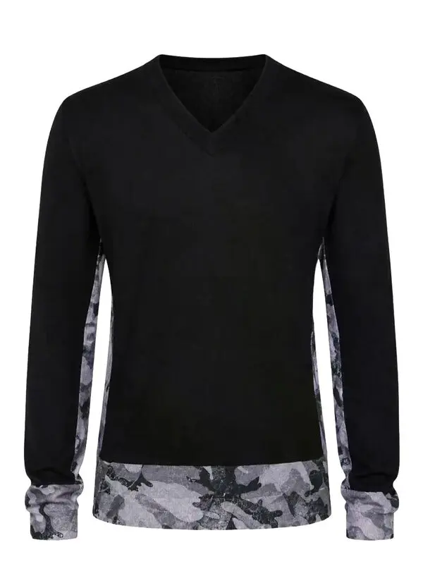 Dolce & Gabbana Camouflage Panel V-neck Sweater - Black