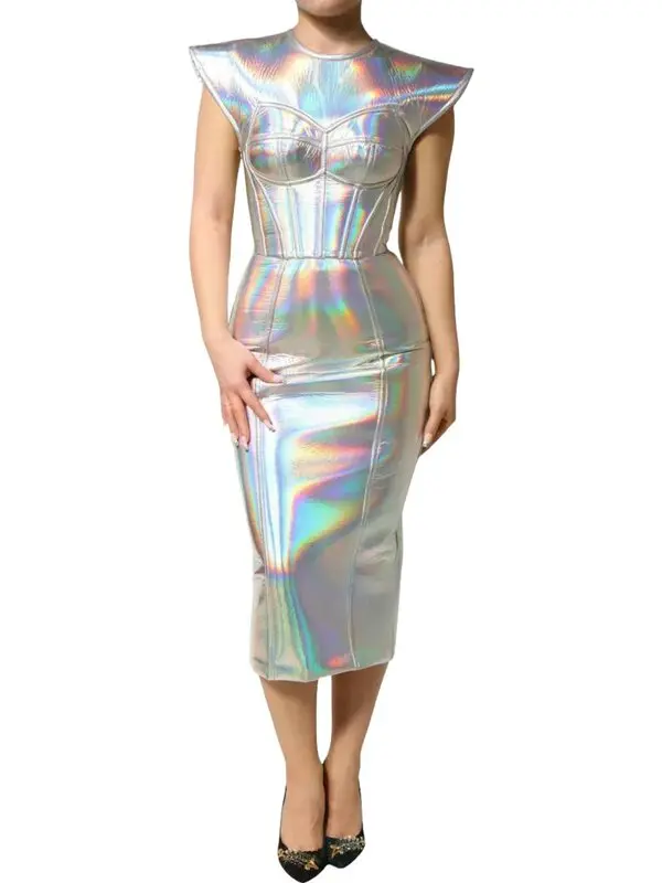 Dolce & Gabbana Corset Style Midi Dress - Silver