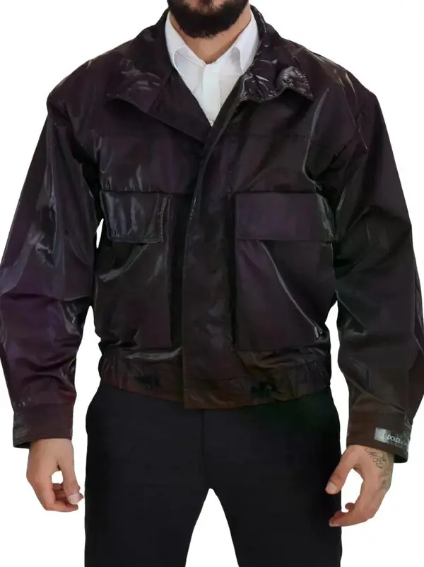 Dolce & Gabbana Lightweight Biker Jacket With Glossy Finish - Purple