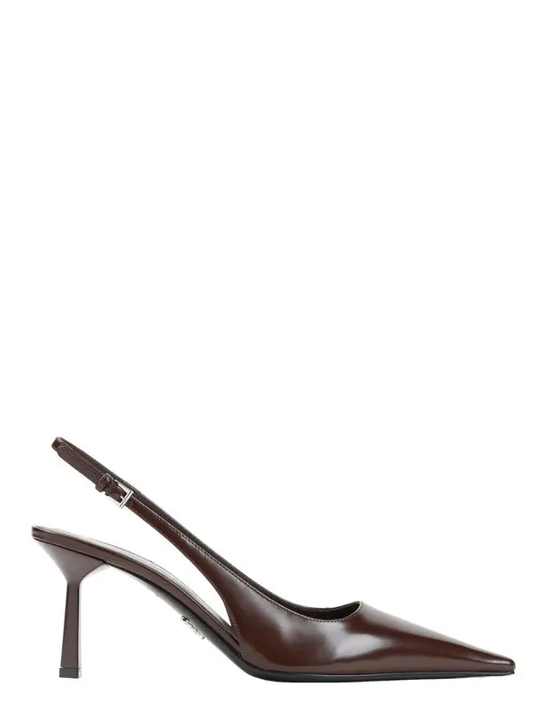 Prada Leather Slingback With Stiletto Heel - Brown
