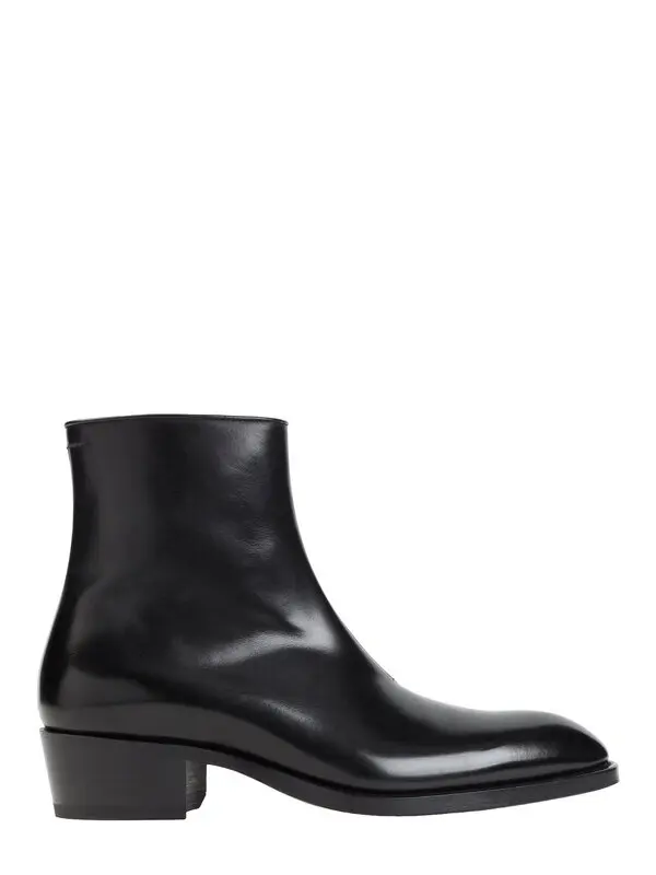 TOM FORD Vincent Burnished Leather Ankle Boots - Black