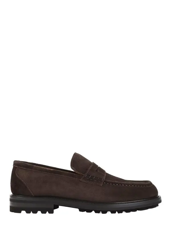 Kiton Suede Penny Loafers - Brown