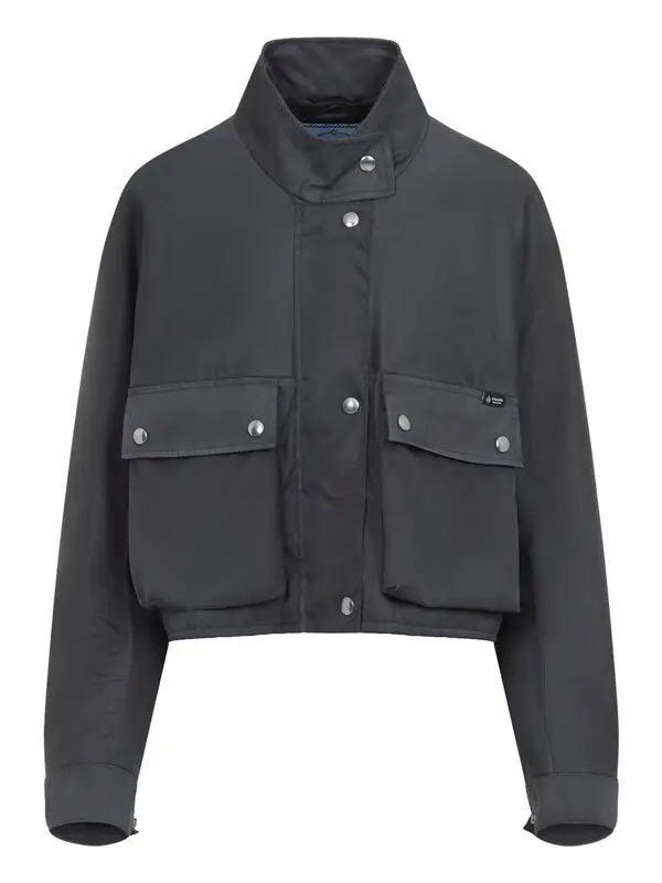 Prada Re-nylon Blouson With Stand Collar And Flap Pockets - Gray
