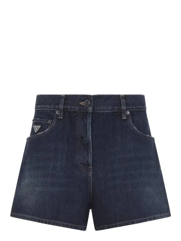 Prada High-rise Denim Shorts - Blue