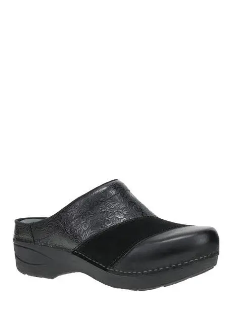 Dansko Zinnia Clogs With Tooled Leather Accents - Black Multi