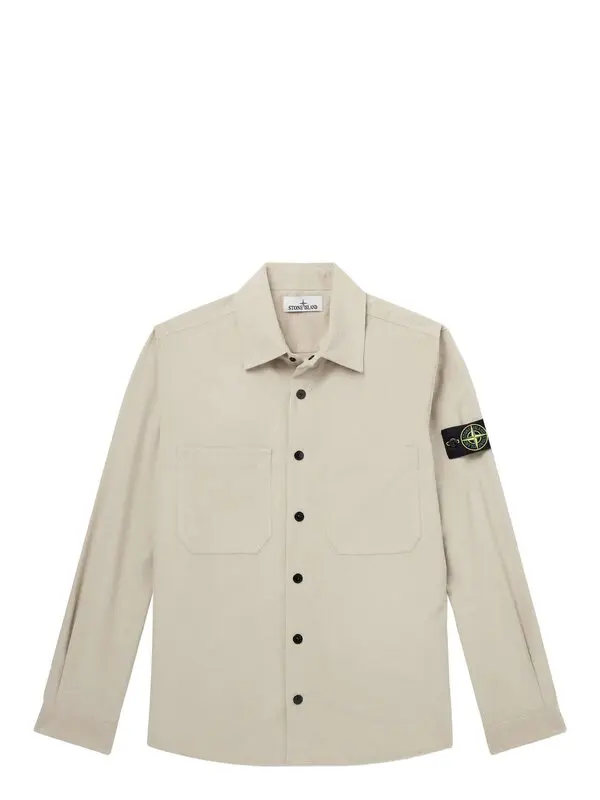 Stone Island Logo-appliquéd Cotton-corduroy Shirt - Beige