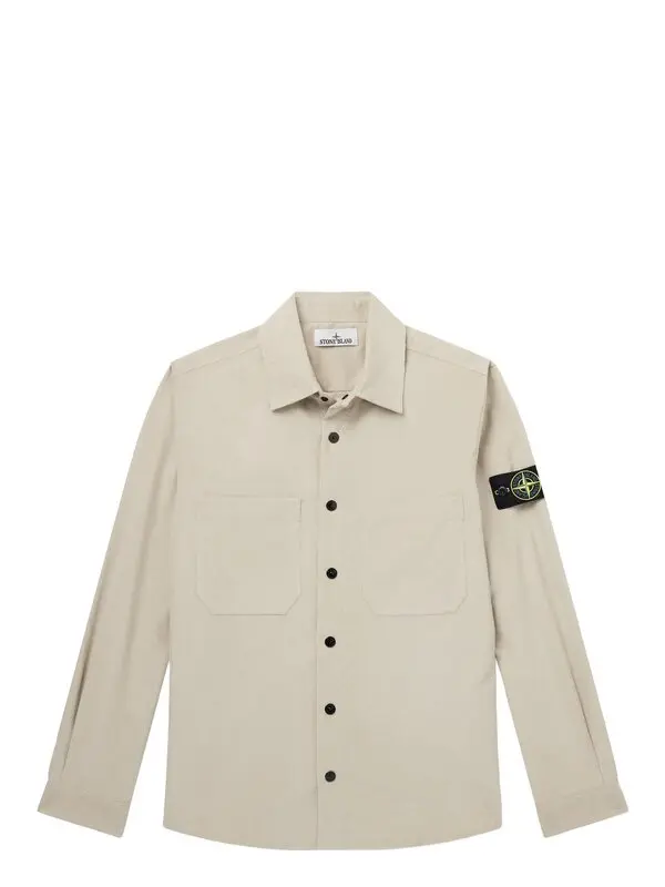 Stone Island Logo-appliquéd Organic Cotton-corduroy 880 Shirt - Neutrals