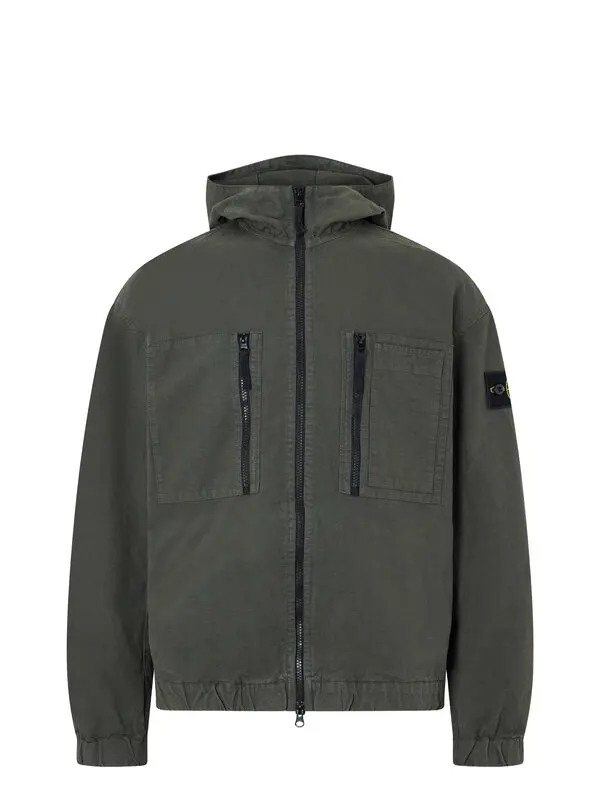 Stone Island Logo-appliquéd Garment-dyed Cotton Ripstop Hooded Jacket - Green