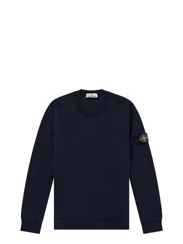 Stone Island Garment-dyed Cotton-fleece Sweatshirt - Blue
