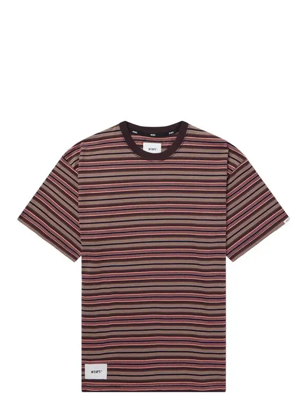 WTAPS Logo-appliquéd Striped Cotton-jersey T-shirt - Brown