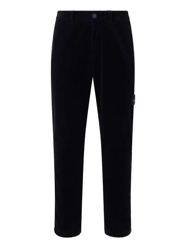 Stone Island Straight-leg Garment-dyed Cotton-corduroy Trousers - Black