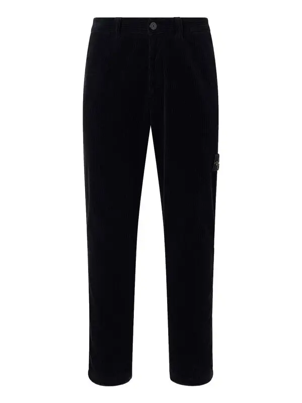 Stone Island Straight-leg Garment-dyed Cotton-corduroy Trousers - Black