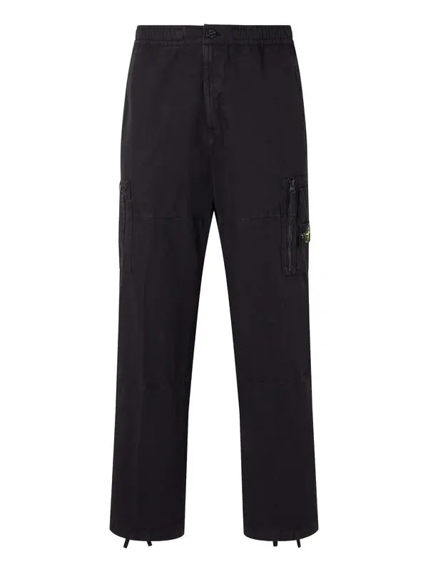 Stone Island Wide-leg Cotton Ripstop Cargo Trousers - Black