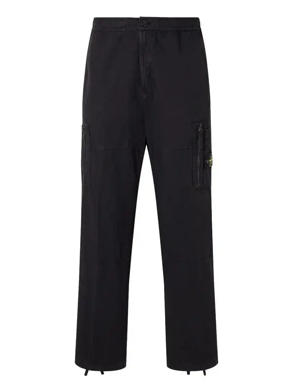Stone Island Wide-leg Cotton Ripstop Cargo Trousers - Black